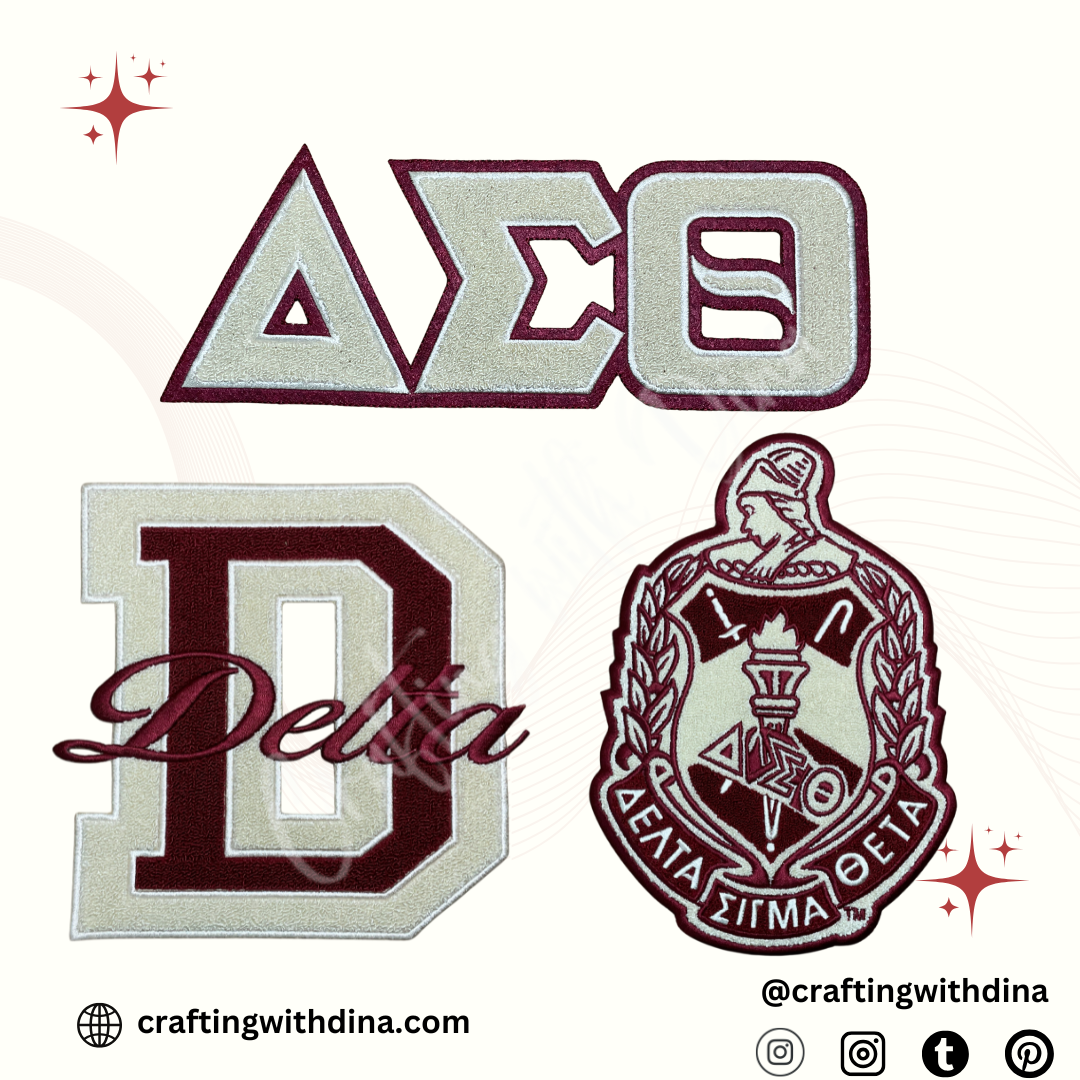 Delta Sigma Theta Crimson & Cream Iron-On Patches – Crafting with Dina