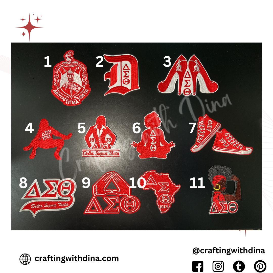 Delta Sigma Theta Small Iron-On Patches – Crafting with Dina